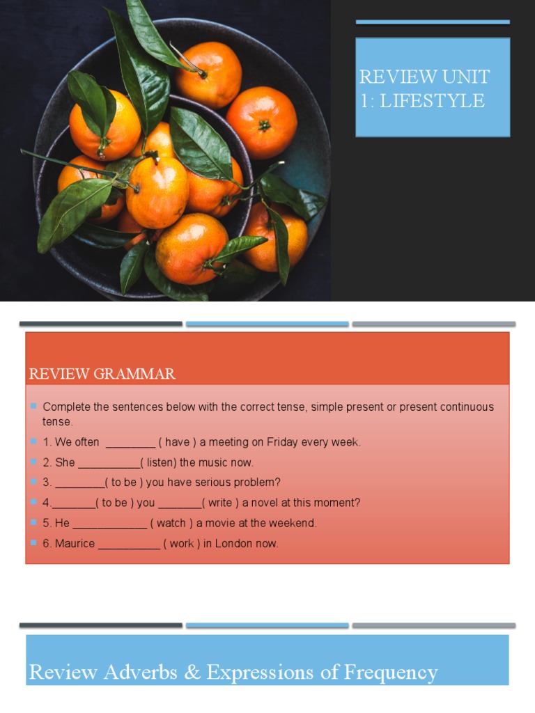 Review Unit 1 | PDF | Verb | Adverb