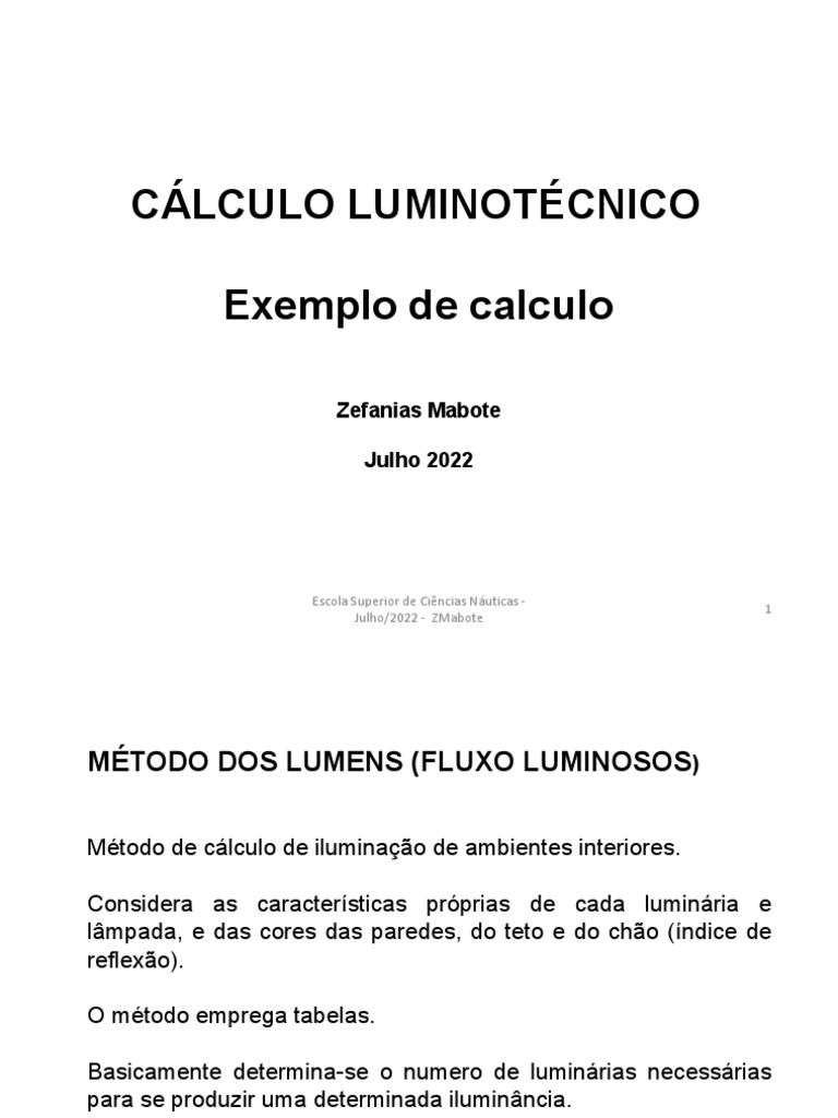 Aula 5 Calculo Luminotecnico Parte 3 | PDF