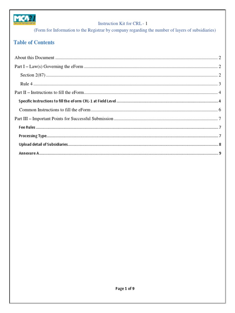 (Form For Information To The Registrar by Company Regarding The Number ...