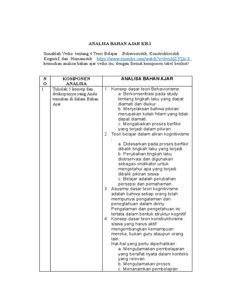 Kb. 1 Analisa Bahan Ajar | PDF