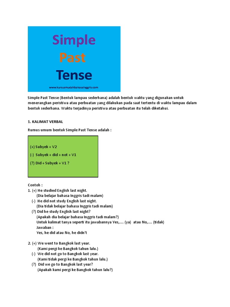 Simple Past Tense | PDF