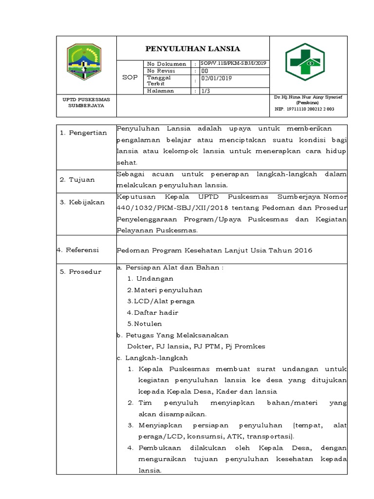 Sop Penyuluhan Lansia | PDF