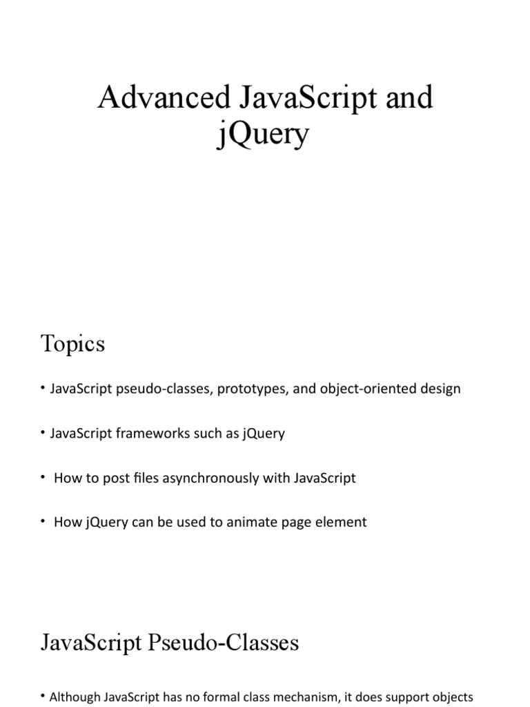 Advanced JavaScript and Jquery-1 | PDF | J Query | Java Script