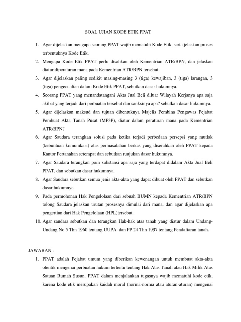 Kode Etik PPAT dan Tanggung Jawabnya | PDF