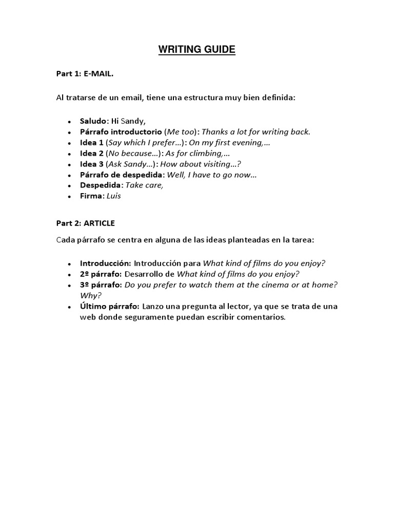 WRITING GUIDE b1 | PDF | Lingüística