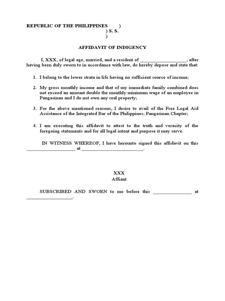 Affidavit of Indigency | PDF | Politics