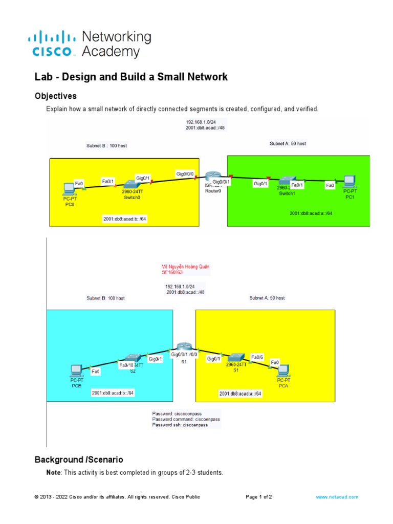 17.8.1 Lab Design and Build A Small Network | PDF