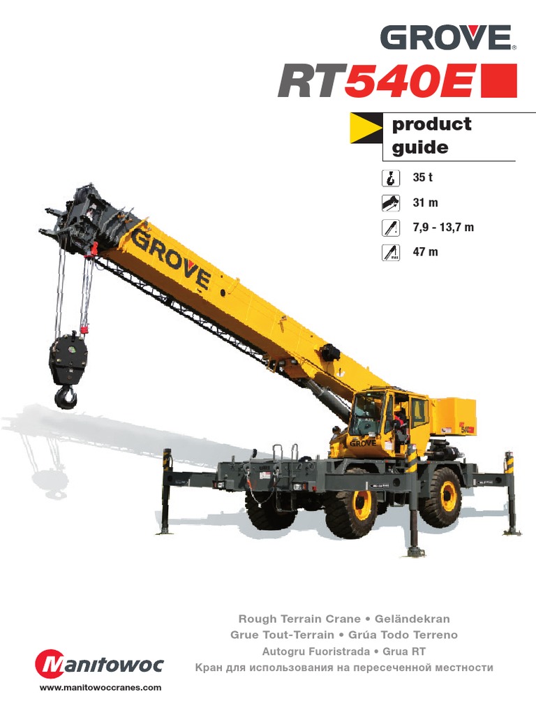 Tabla de Carga GROVE RT 540E | PDF | Ingeniería mecánica | Grúa (máquina)