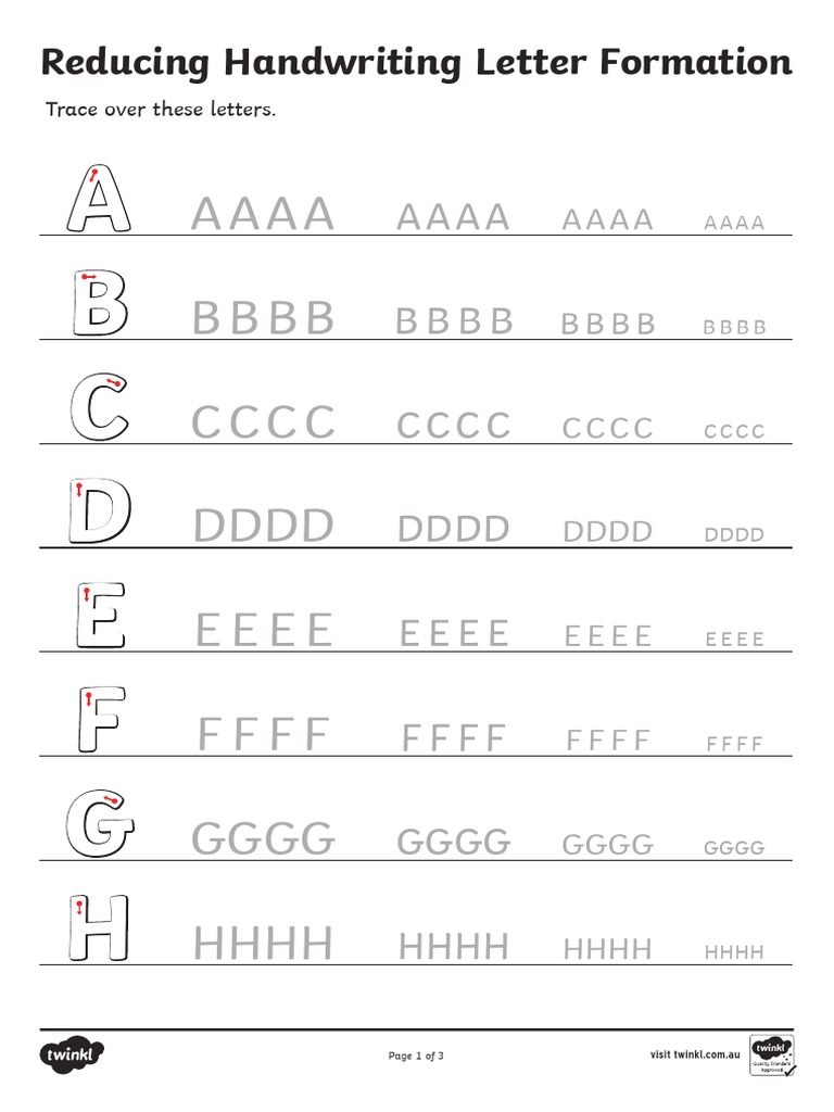 Reducing Handwriting Letter Formation | PDF