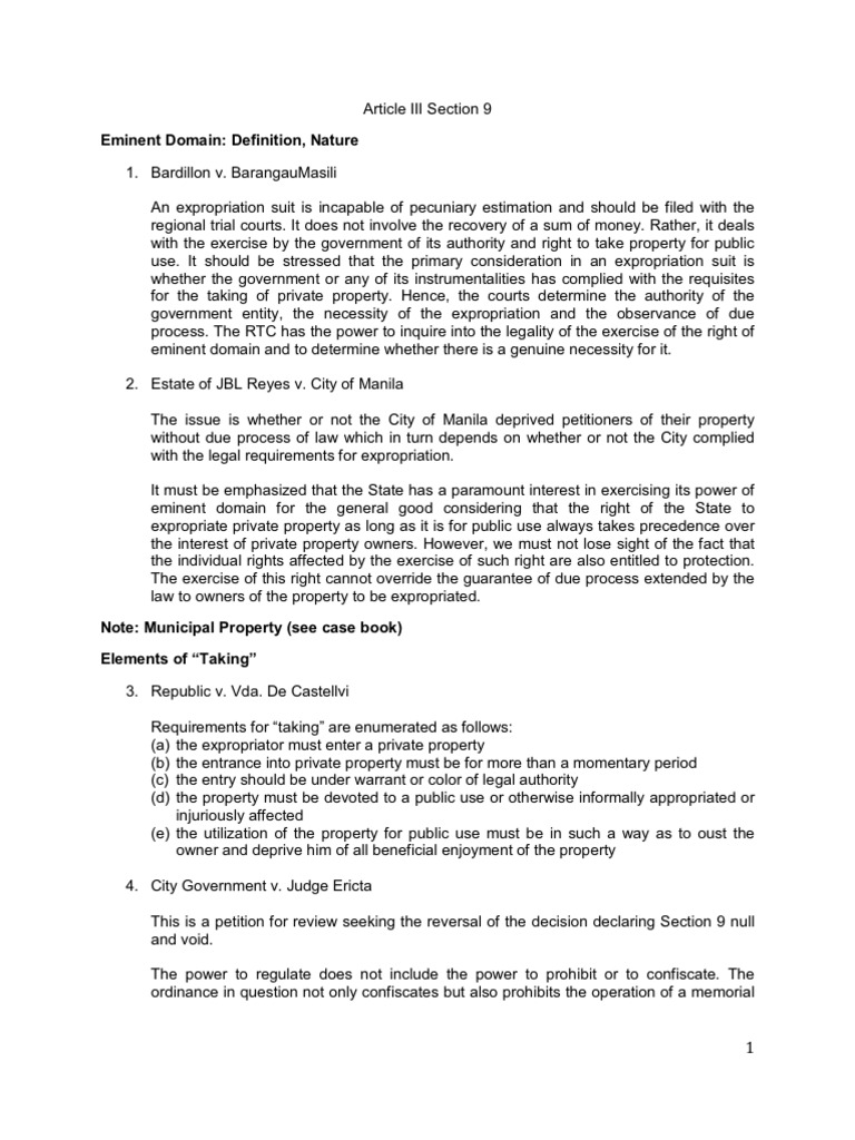 Article III Section 9 | PDF | Eminent Domain | Due Process Clause