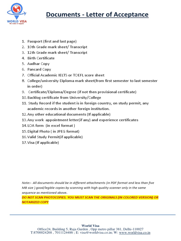 Documents Required For Offer Letter | PDF