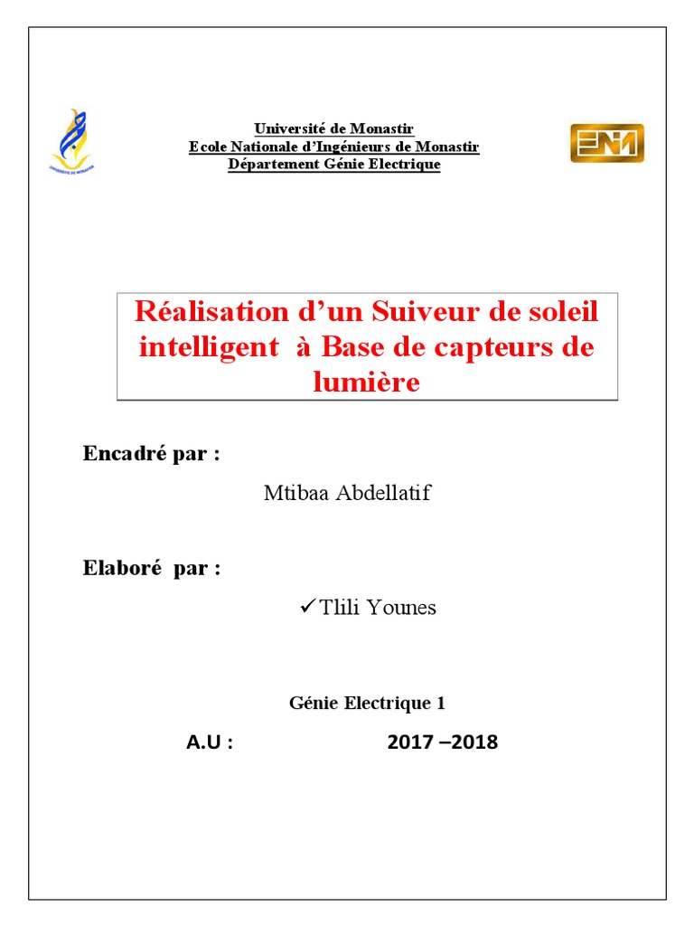 Suiveur Solaire Intelligent avec Arduino | PDF | Cellule photovoltaïque ...