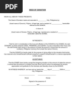 DEED OF DONATION Sample Form | PDF | Deed | Environmental Law