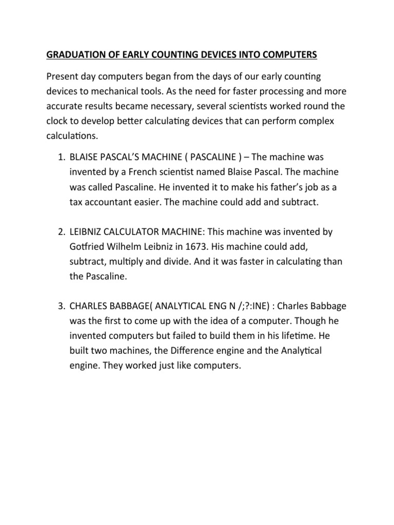 Graduation of Early Counting Devices Into Computers | PDF | Technology ...