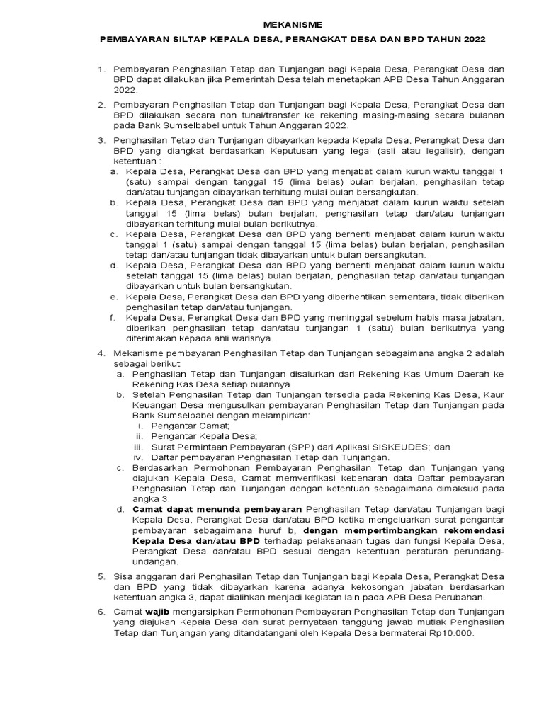 Mekanisme Pembayaran SILTAP 2022-Dikonversi | PDF