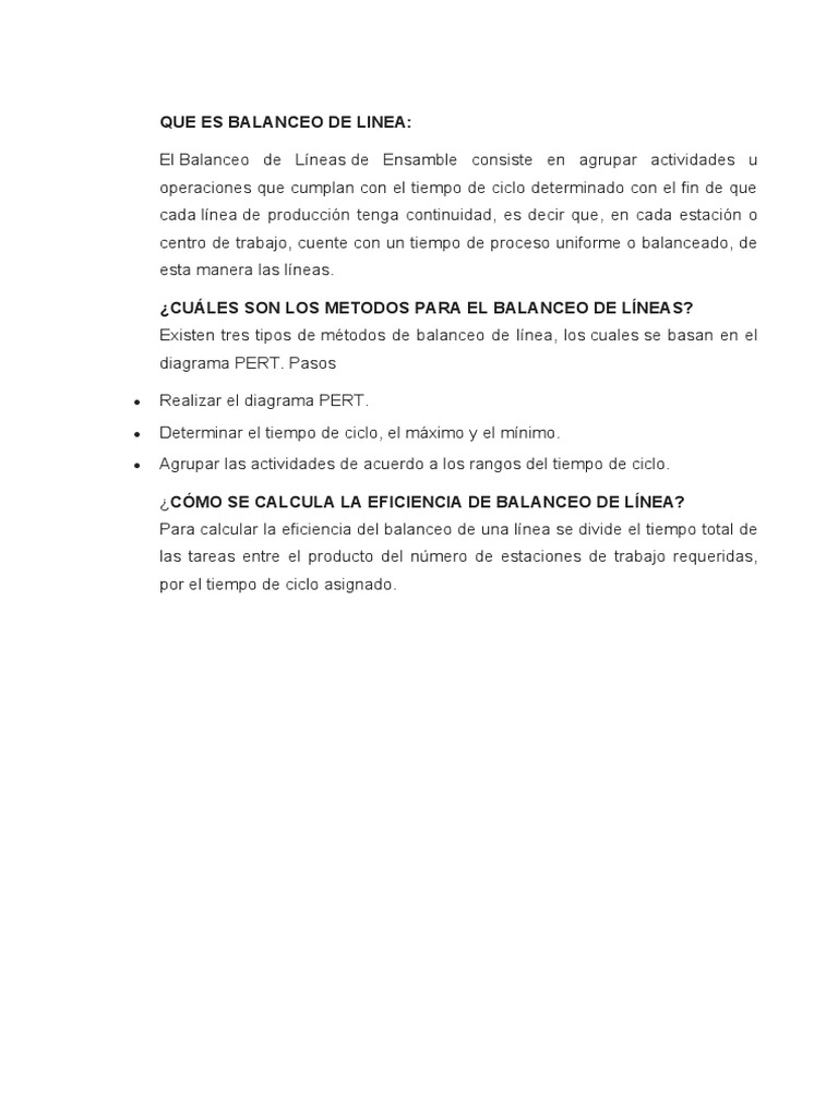 Que Es Balanceo de Linea | PDF