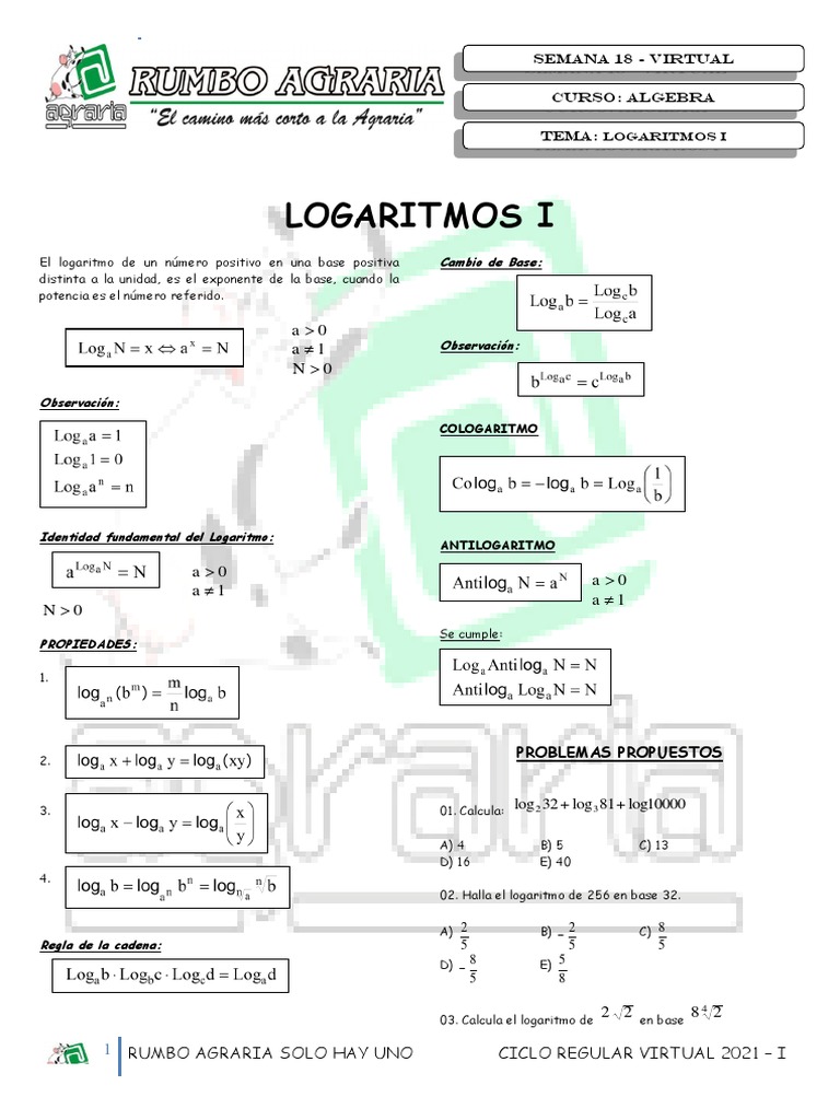 Logaritmo I | PDF | Logaritmo | Exponenciación