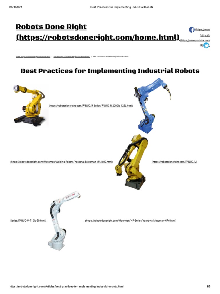 Best Practices For Implementing Industrial Robots | PDF | Automation | Business