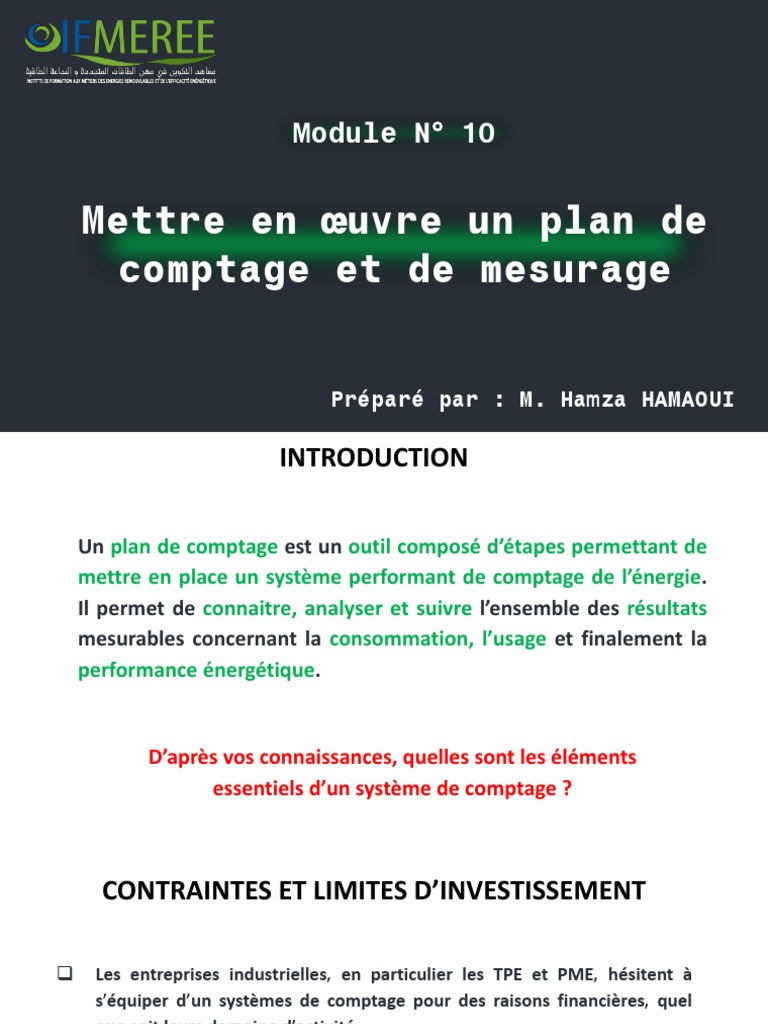 Cours Plan de Comptage Et Mesurage | PDF | Gestion de l'énergie | Électricité