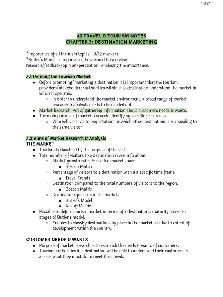 Travel-and-Tourism-Paper-3-summary-notes-p | PDF | Tourism | Consumer ...