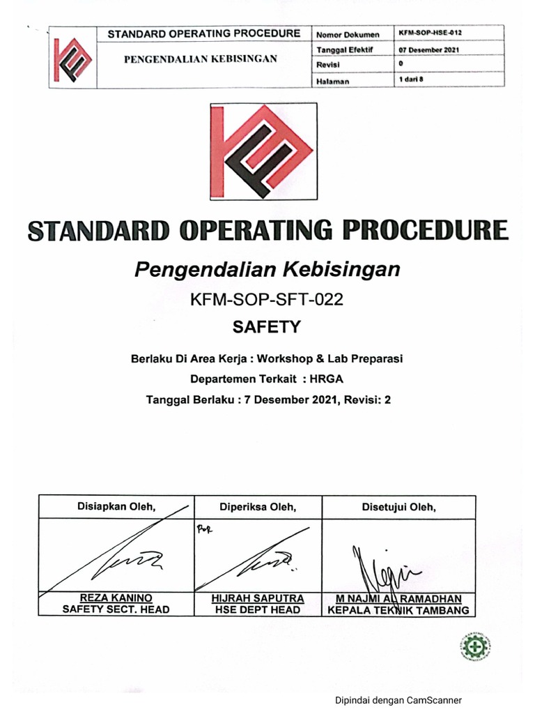 SOP Pengendalian Kebisingan | PDF