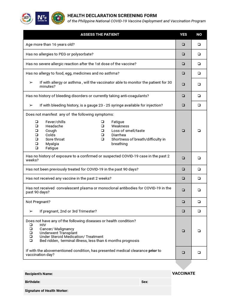 Health Assessment Form | PDF | Allergy | Vaccines