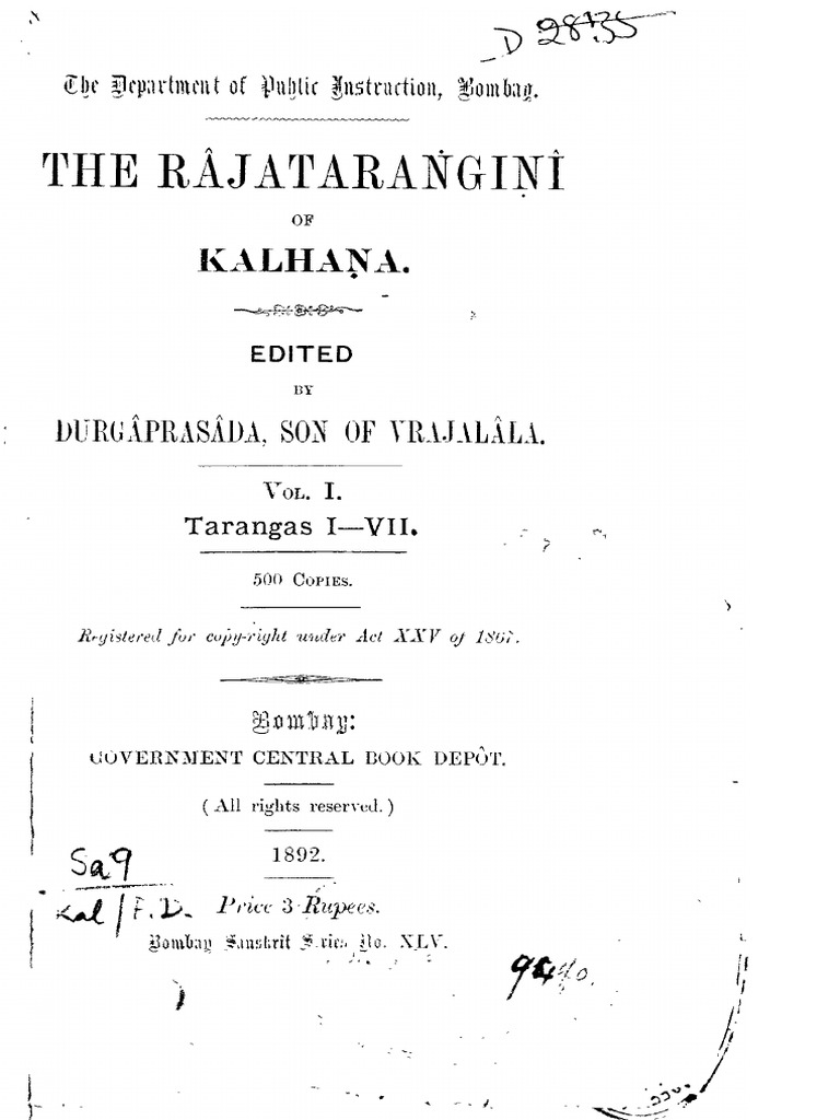Rajatarangini of Kalhana | PDF