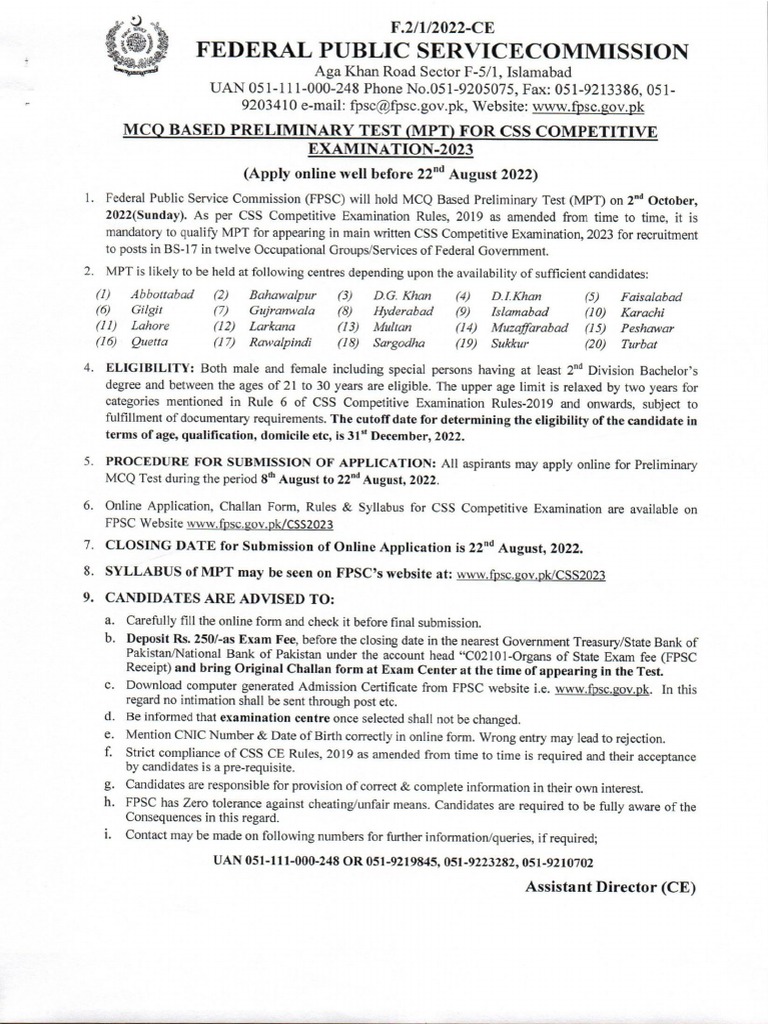 Advertisement MPT For CSS 2023 | PDF