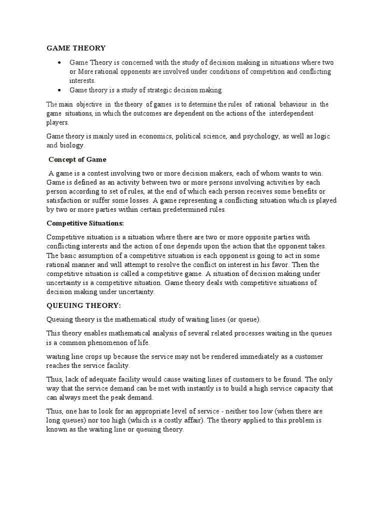 Game Theory: Concept | PDF | Game Theory | Decision Making