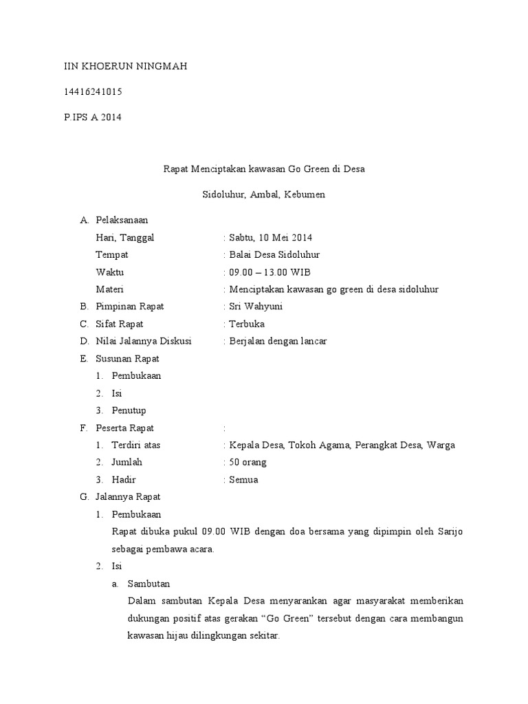 Contoh Notulen Rapat | PDF