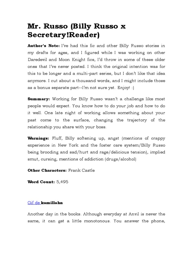 Mr. Russo (Billy Russo X Secretary!Reader) : Gif de | PDF