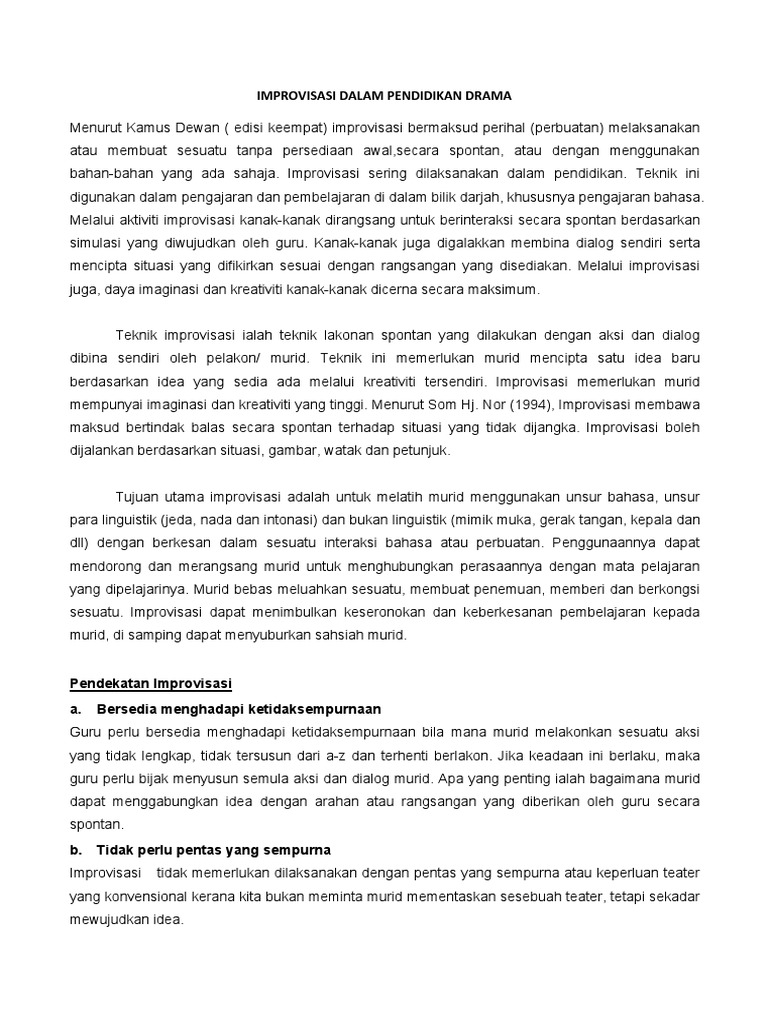 Teknik Improvisasi dalam Pendidikan Drama | PDF | Kesehatan Holistik