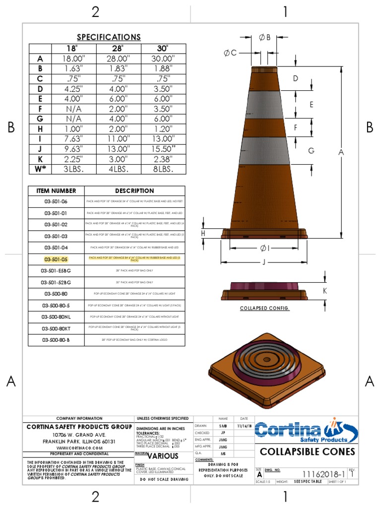 Pack and Pop Cones Spec Sheet | PDF
