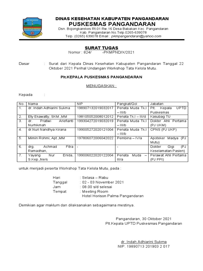 Surat Tugas WS TKM | PDF