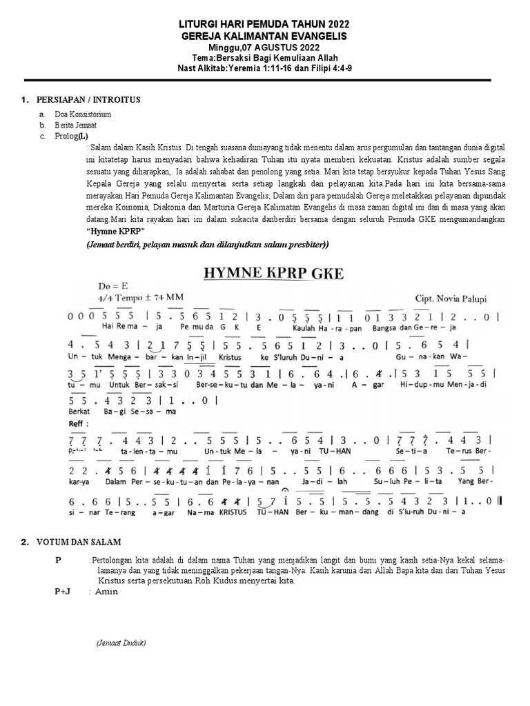 Liturgi Hari Pemuda Mggu Ini | PDF