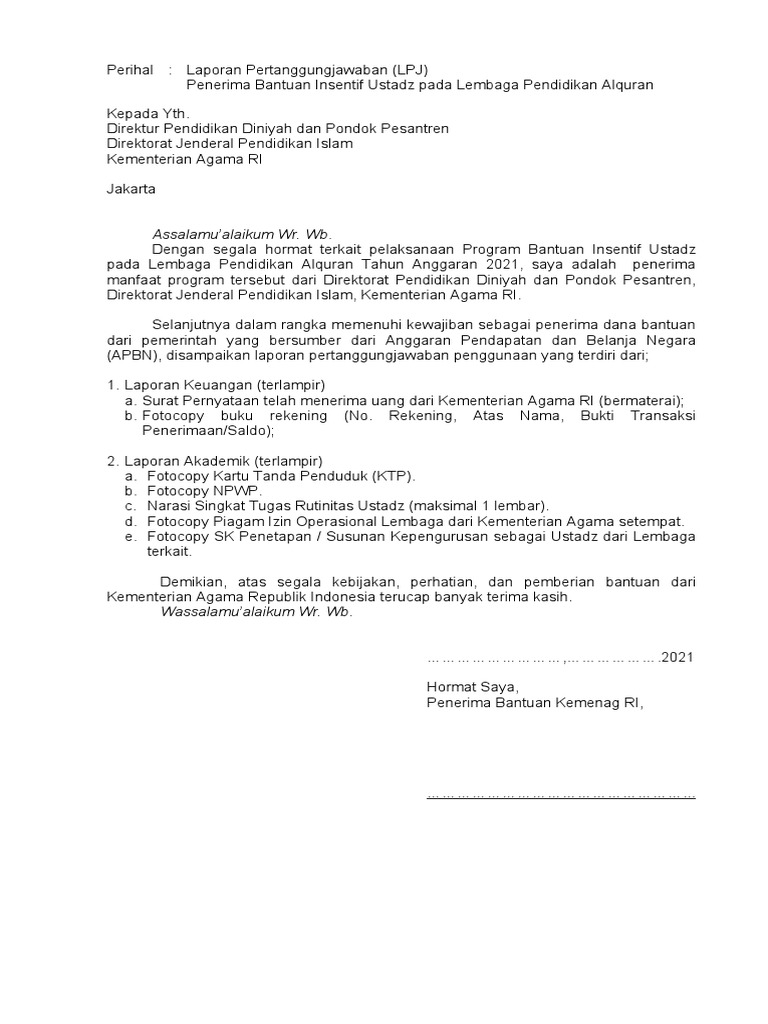 Form LPJ Insentif 2021 | PDF