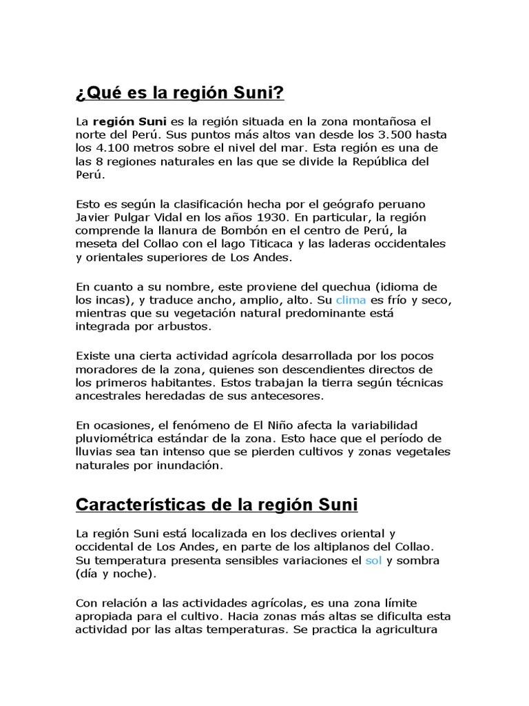 Qué Es La Región Suni | PDF | Quinua | Conejillo de indias