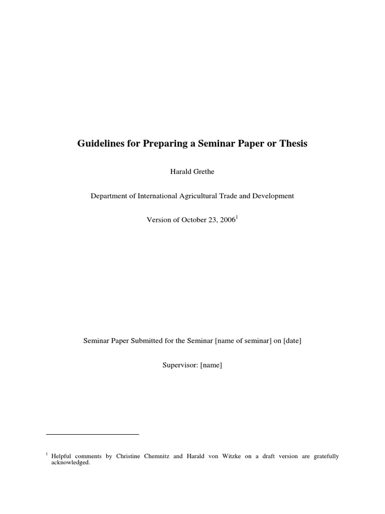 Guidelines For Seminar Papers and Theses | PDF | Thesis | Hypothesis