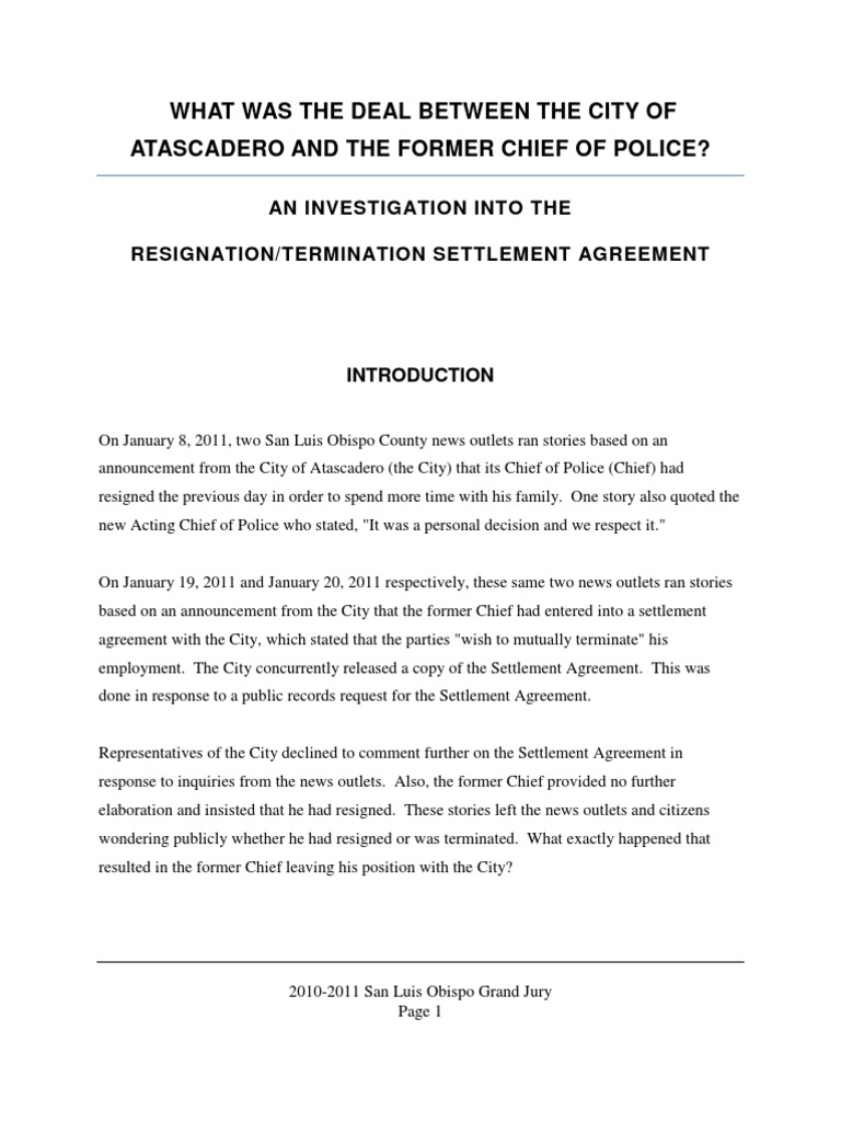 Grand Jury Report On Atascadero Police Chief Jim Mulhall's Resignation ...