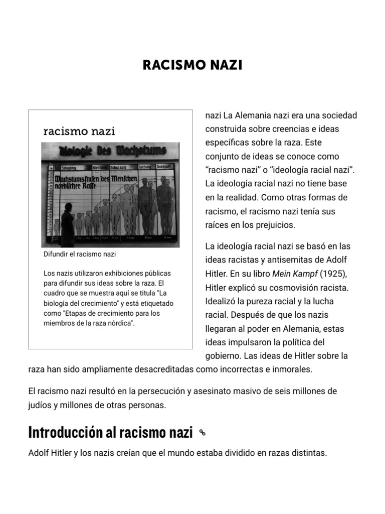 Introducción a la ideología racial nazi y su impacto | PDF | Racismo ...