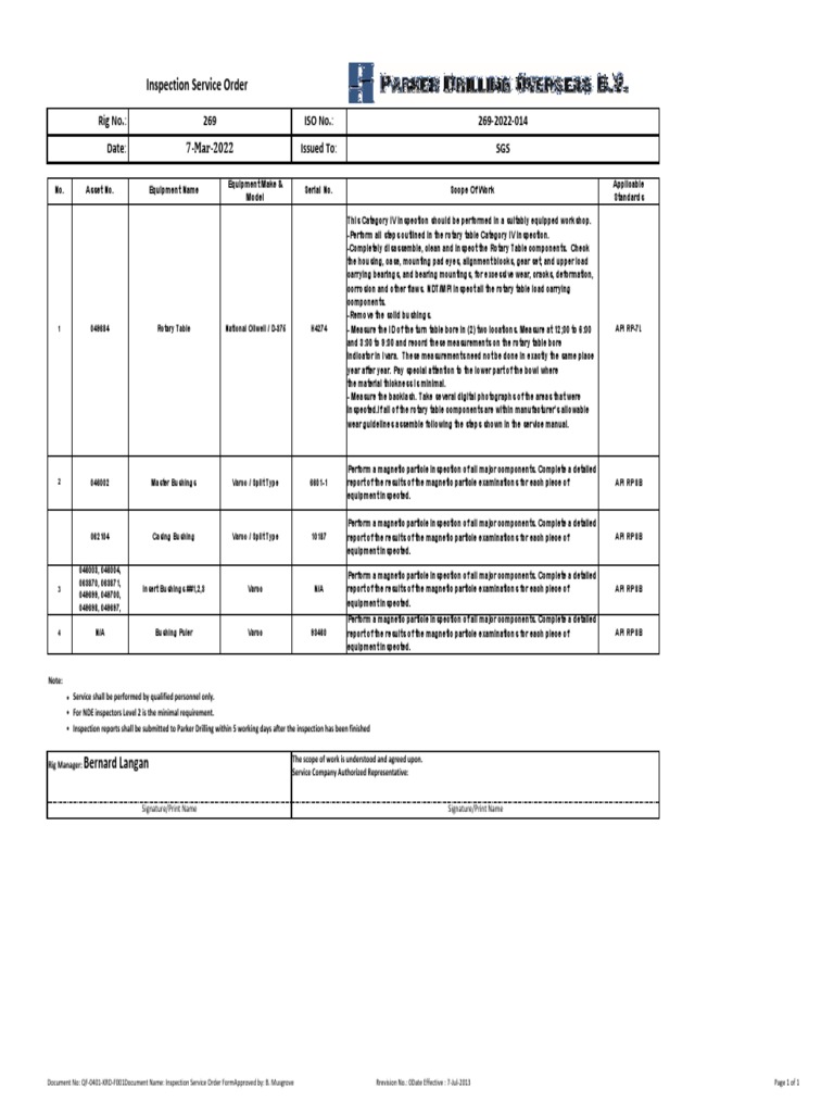 Iso 269-2022-014 Rotary Table NDT Cat IV - Rev1 | PDF | Nondestructive ...