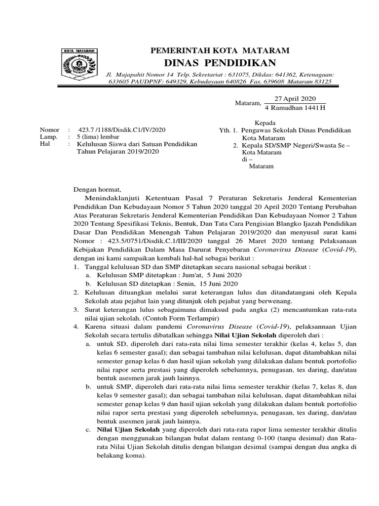 Surat Edaran Kelulusan 2020 | PDF Surat Edaran Kelulusan 2020 | PDF