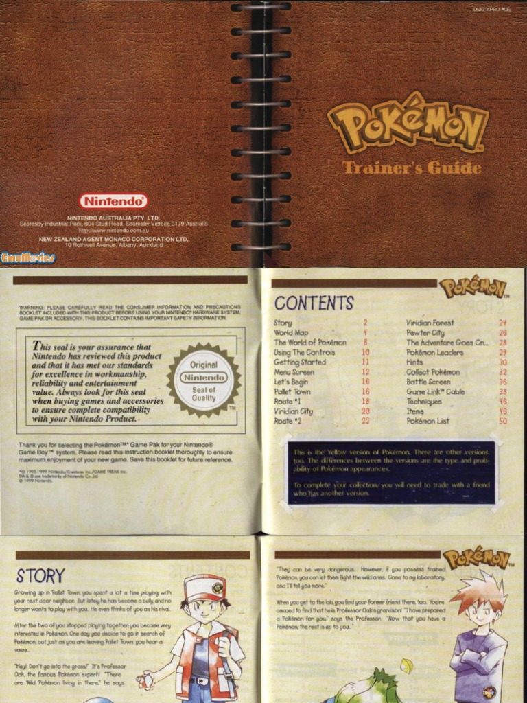 Pokemon Yellow Version - Special Pikachu Edition - Manual | PDF | Video ...