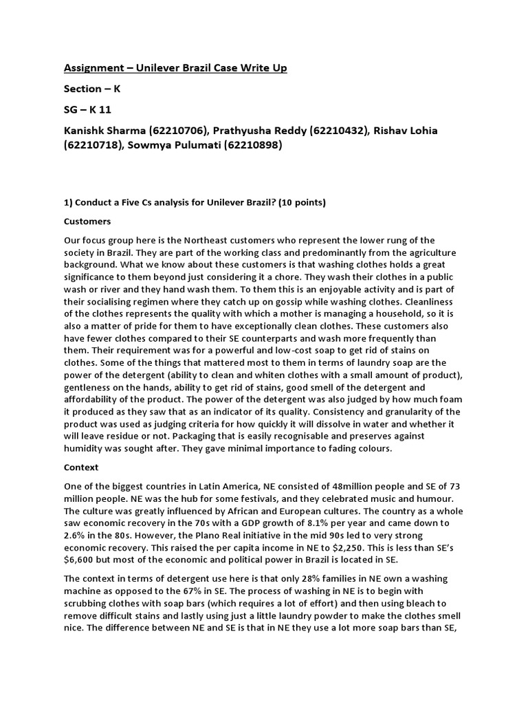 Unilever Case Write Up - K11 | PDF | Brand | Washing Machine