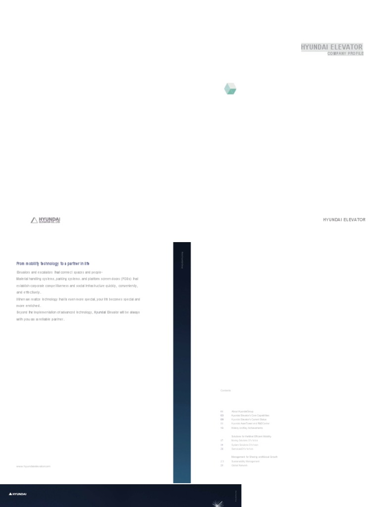 E - Hyundai Elevator Profile | PDF | Elevator | Energy Conservation