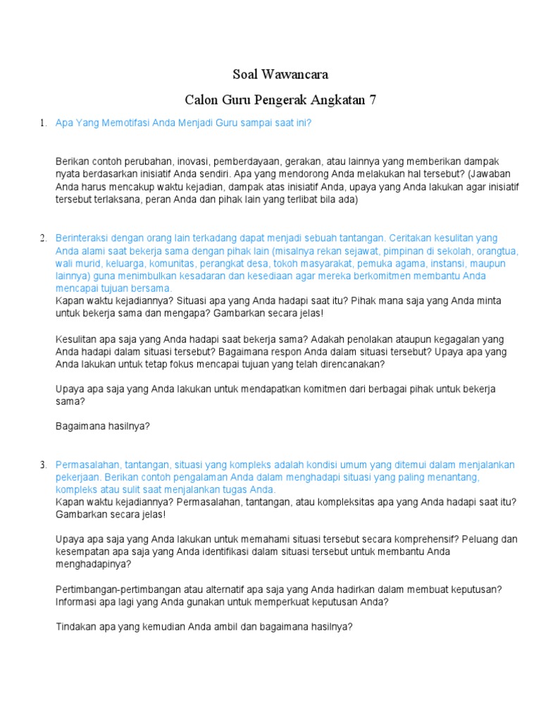 Soal Wawancara CGP | PDF