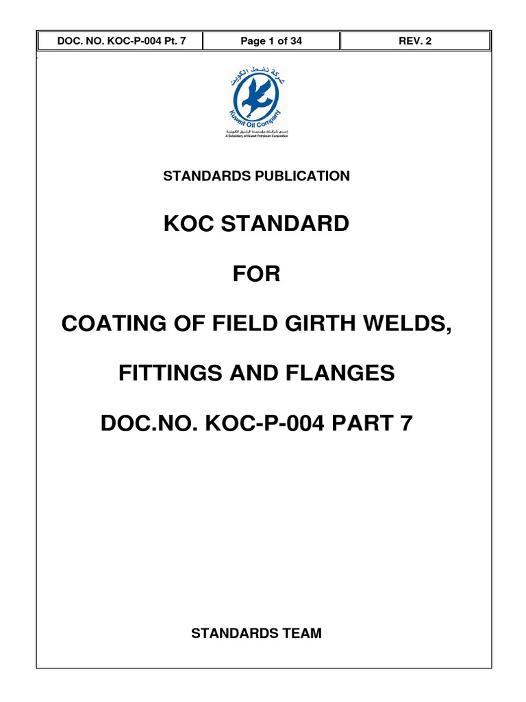 KOC Coating Standards for Welds & Fittings | PDF | Pipe (Fluid ...
