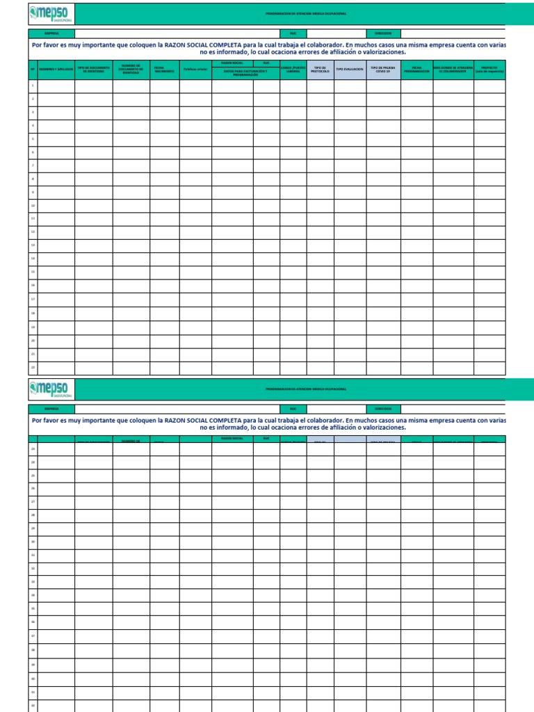Formato de Programacion Emo - Mepso v6 | PDF | Negocios