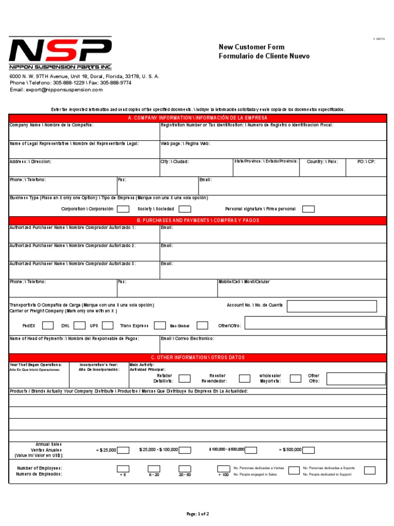 New Customer Form | PDF | Diseño | Industrias de servicio