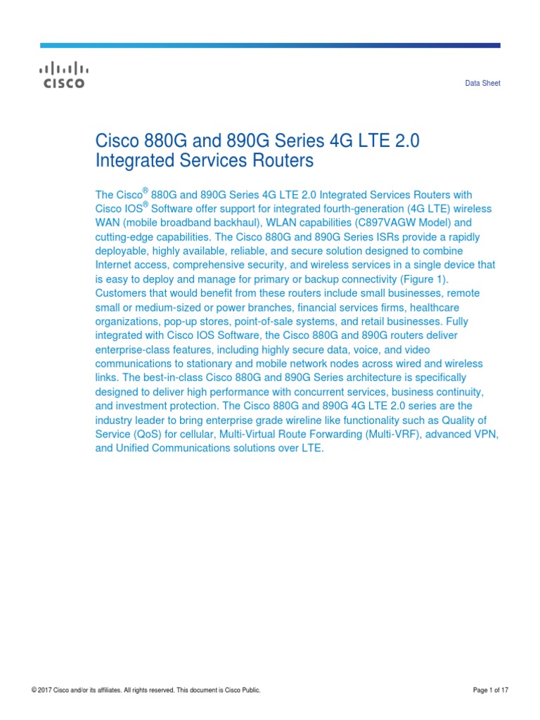 CPE Cisco LTE Datasheet - c78-732744 | PDF | Computer Network | 4 G